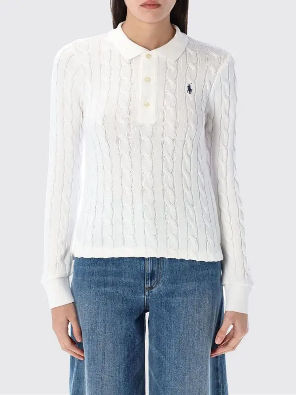 Polo Ralph Lauren Cable Knit Polo Shirt - White