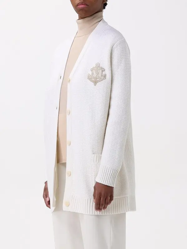 Max Mara Embroidered Emblem Cardigan - White