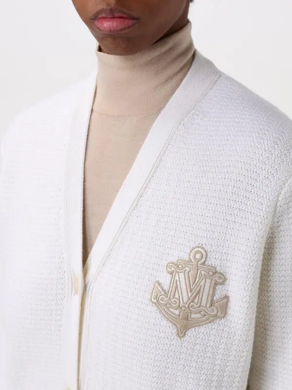 Max Mara Embroidered Emblem Cardigan - White