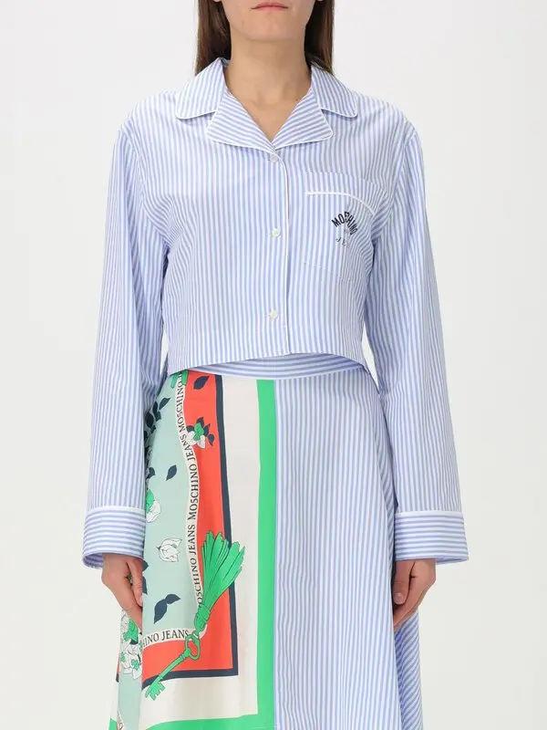 Moschino Striped Cropped Shirt - Gnawed Blue