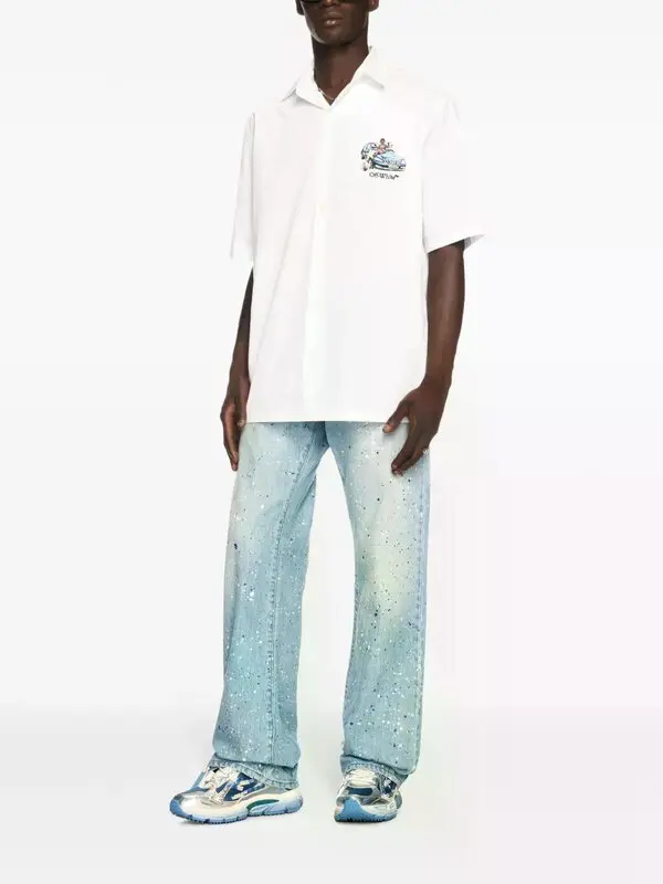Off-White Paint Splatter Straight Leg Jeans