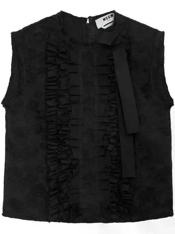 MSGM Ruffled Top - Black