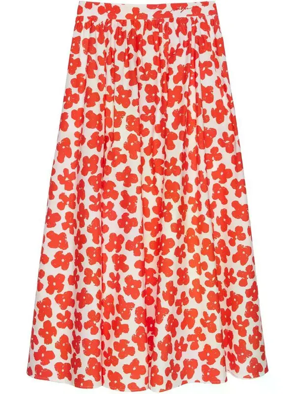 MSGM Floral-print Midi Skirt