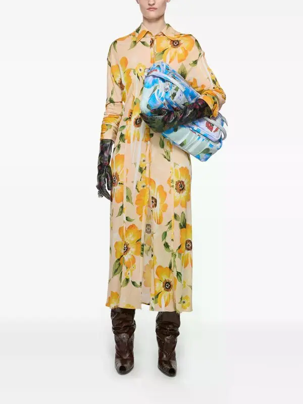Acne Studios Floral-print Midi Dress - Neutrals