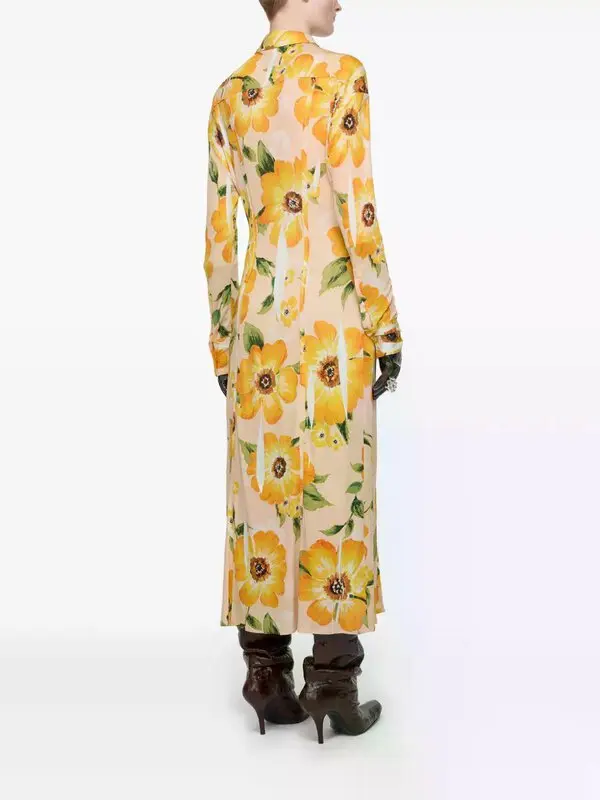Acne Studios Floral-print Midi Dress - Neutrals