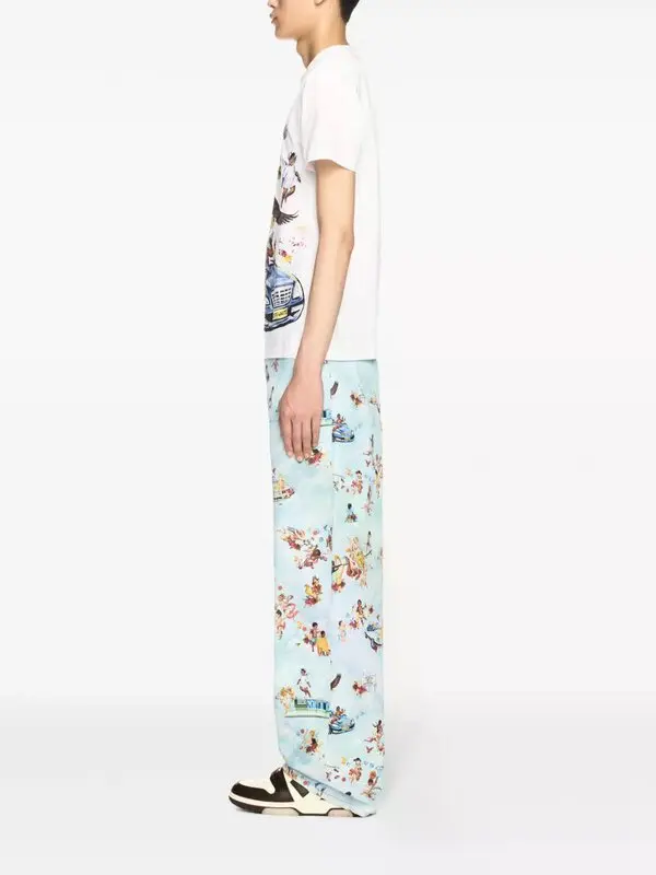 Off-White Fresco-print Wide-leg Jeans