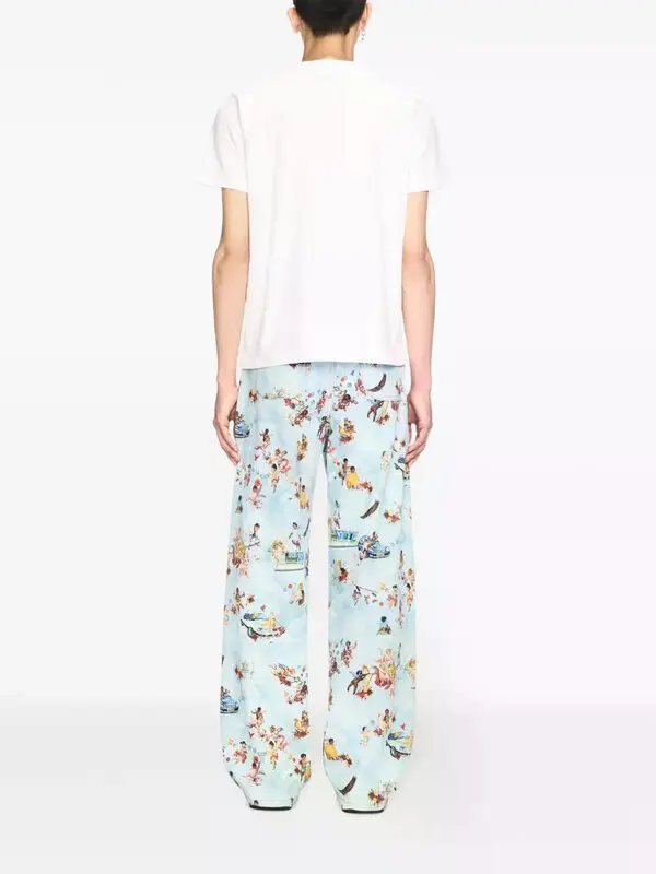 Off-White Fresco-print Wide-leg Jeans