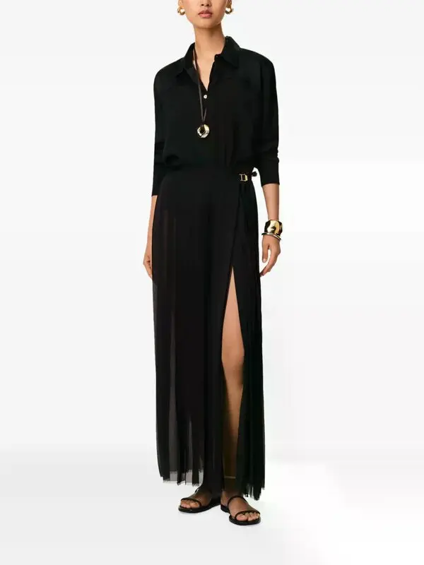 AMI Paris Long Pleated Skirt - Black