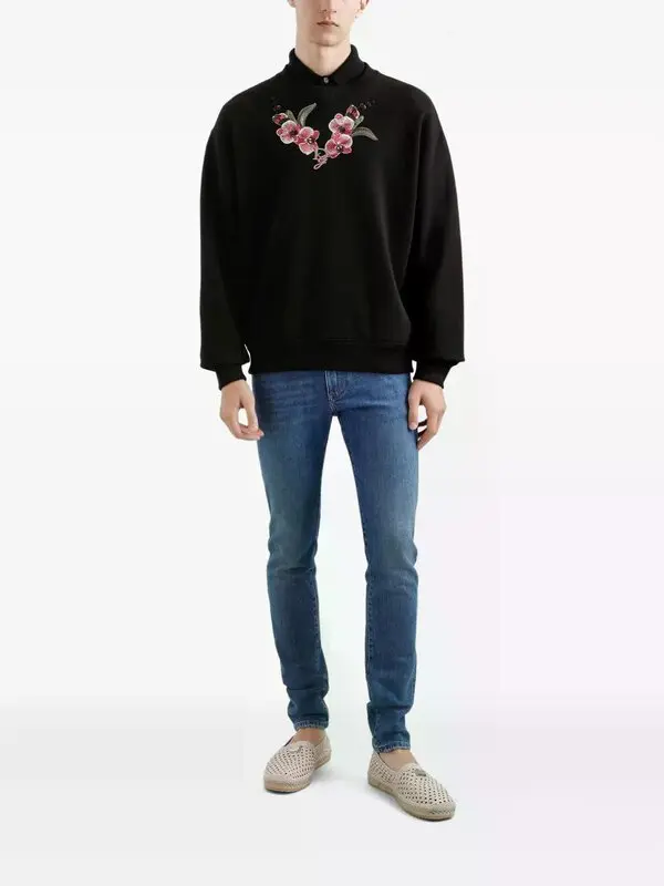 Dolce & Gabbana Orchid Embroidered Sweatshirt