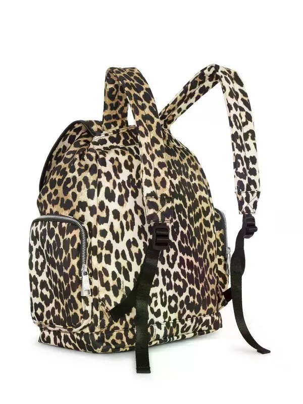GANNI Leopard-print Backpack - Brown