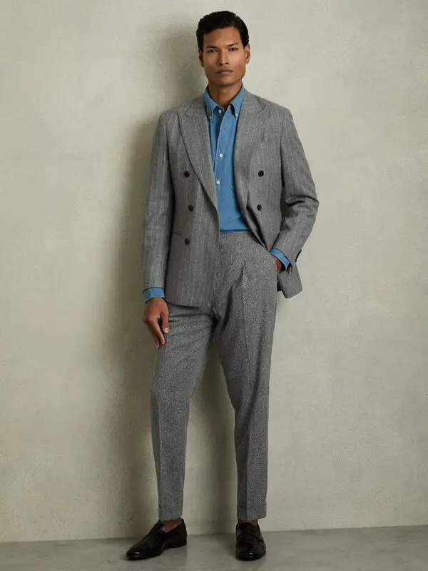 REISS Cut Puppytooth-check Tailored Trousers