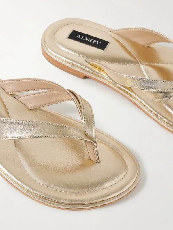 A.emery Morgan Metallic Leather Flip Flops