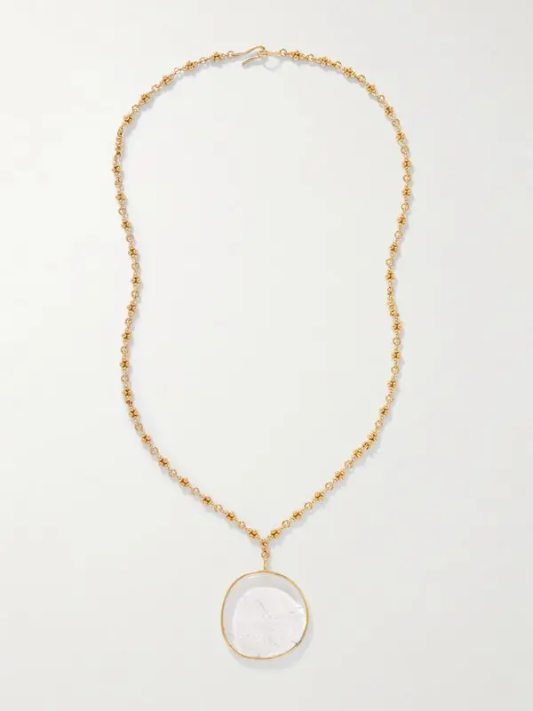 Tohum Design Plated Quartz Chain Necklace - Gold