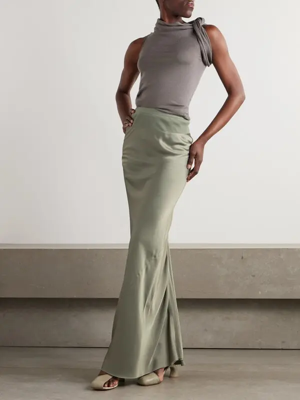 Rick Owens Long Coda Charmeuse Maxi Skirt