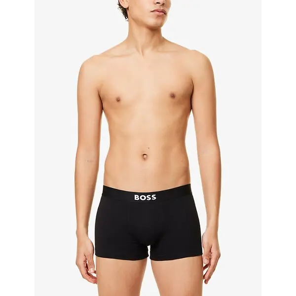 BOSS One X David Beckham Logo-waistband Pack Of Three Stretch-cotton Trunks - Black