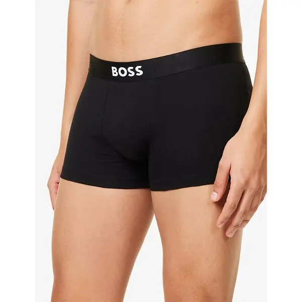 BOSS One X David Beckham Logo-waistband Pack Of Three Stretch-cotton Trunks - Black