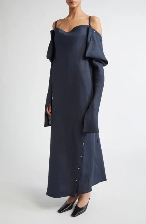 SETCHU Origami Convertible Linen Dress - Navy