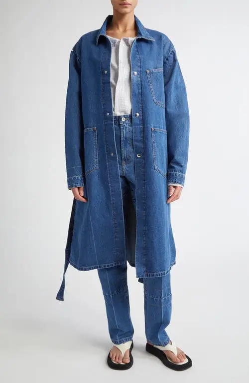 SETCHU Hook & Eye Convertible Belted Paper Denim Work Jacket