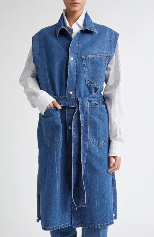 SETCHU Hook & Eye Convertible Belted Paper Denim Work Jacket