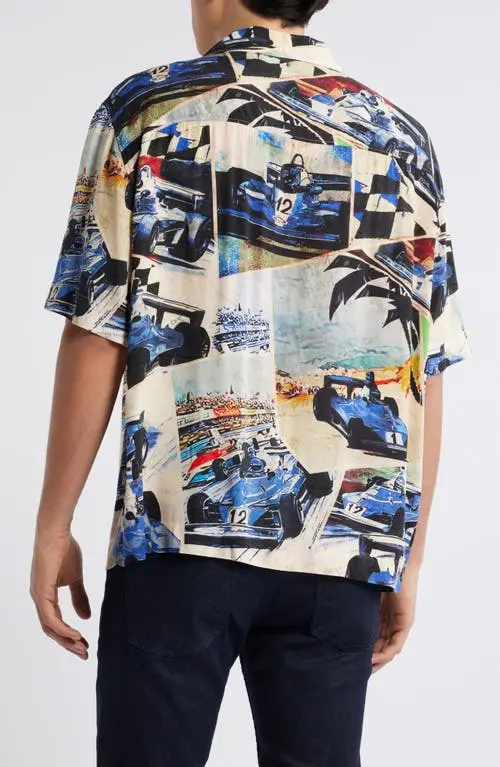 Hugo Espino Race Car Print Camp Shirt