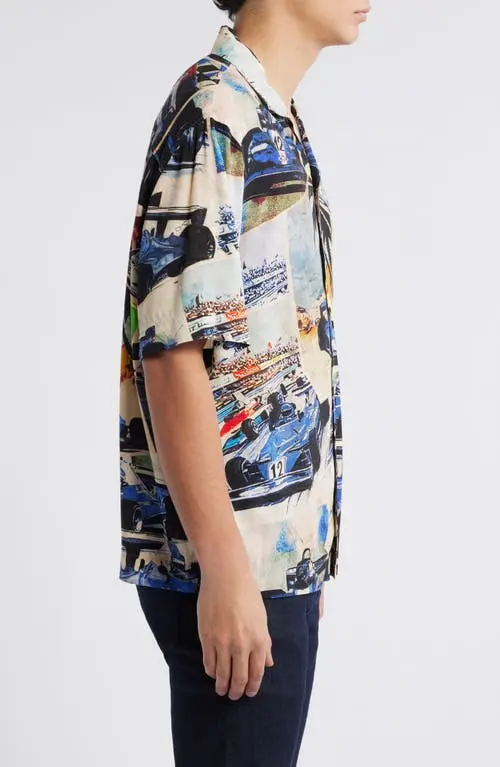 Hugo Espino Race Car Print Camp Shirt