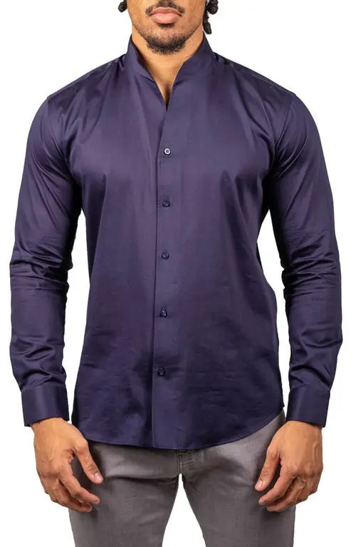 MACEOO Ceremony Prince Cotton Button-up Shirt - Blue
