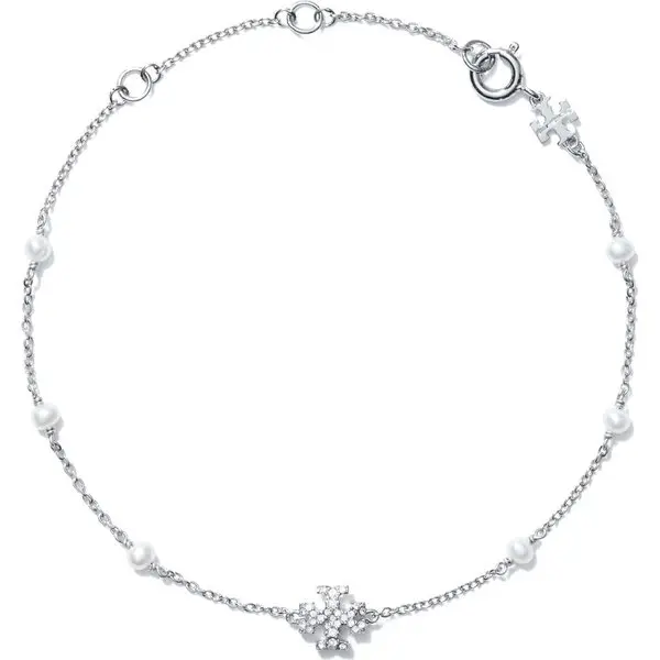 Tory Burch Kira Pearl Station Bracelet - Tory Silver/crystal/pearl