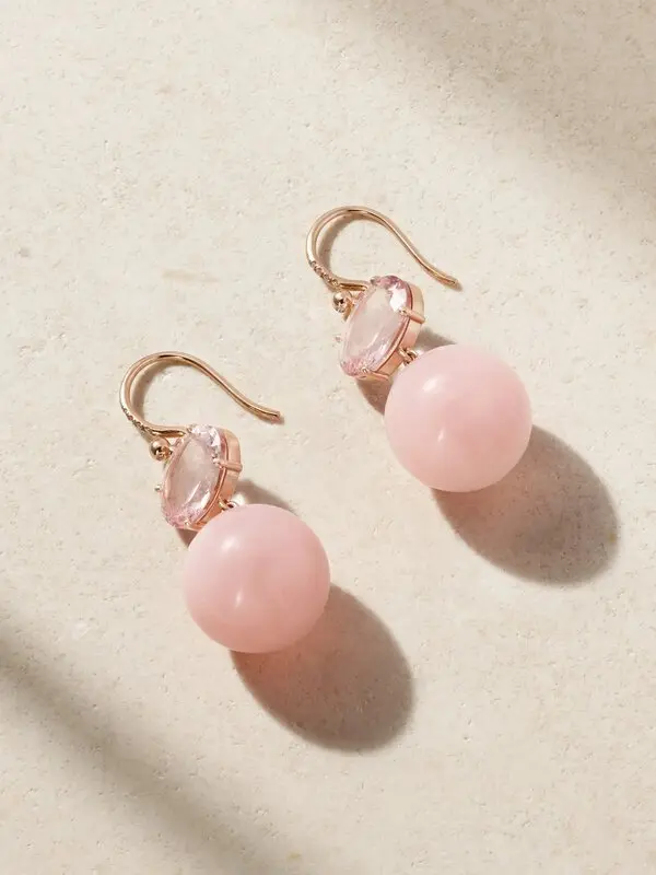 Irene Neuwirth Gumball Rose Gold Multi-stone Earrings - Pink