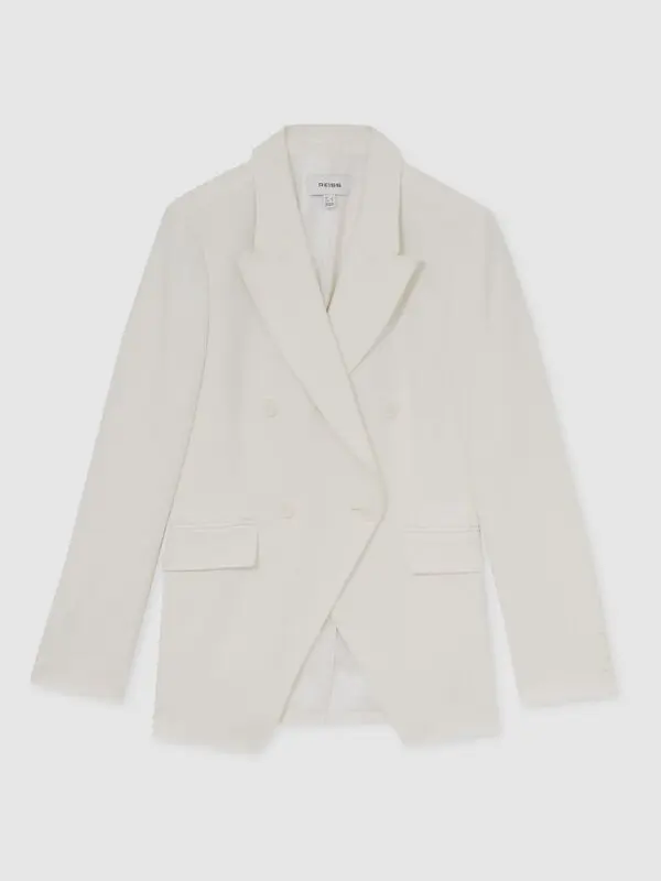 REISS Devon Linen-blend Suit Jacket - White