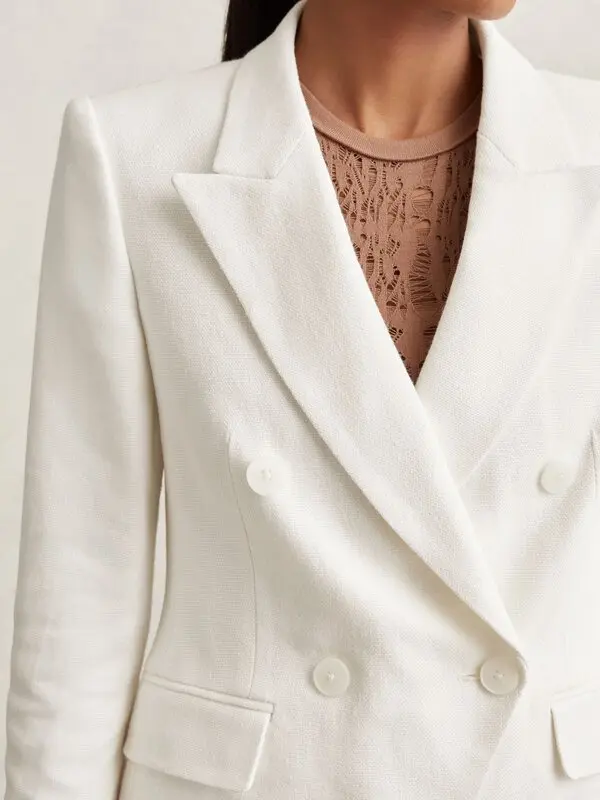 REISS Devon Linen-blend Suit Jacket - White