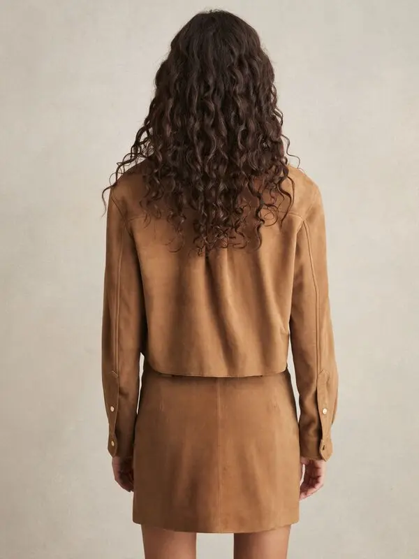 REISS Connie Suede Cropped Shirt