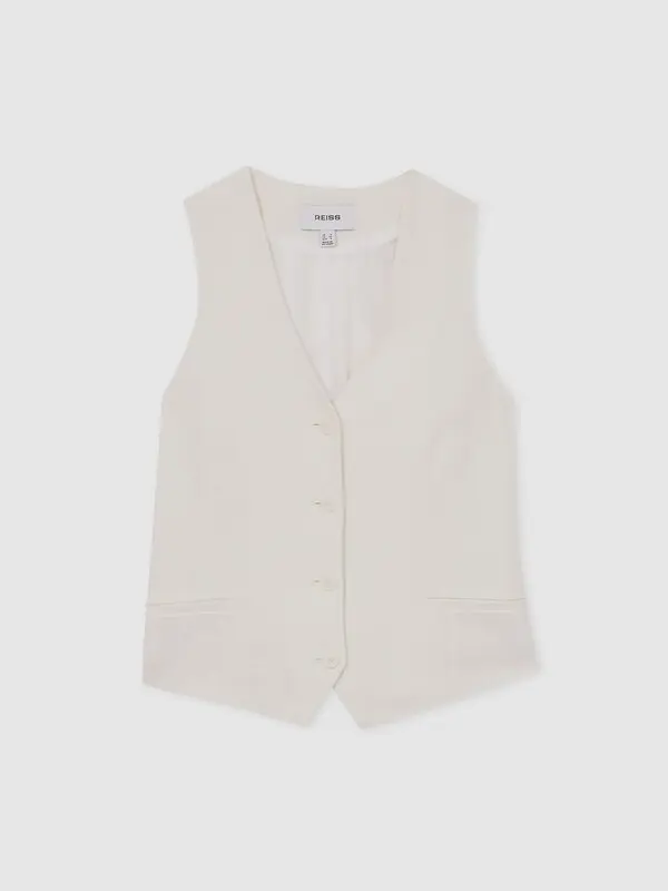 REISS Devon Linen-blend Waistcoat