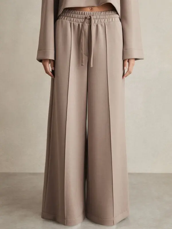 REISS Freya Interlock Wide-leg Drawstring Joggers