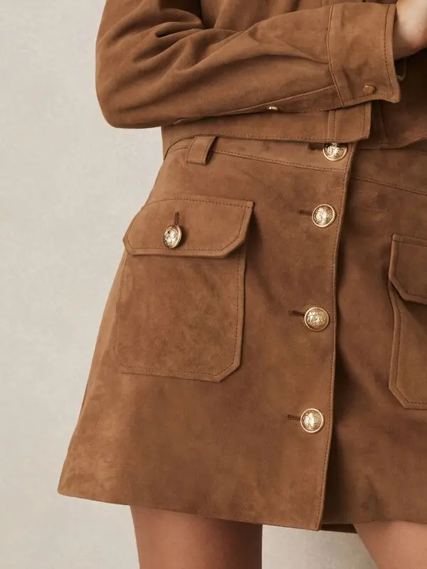 REISS Connie Suede Mini Skirt