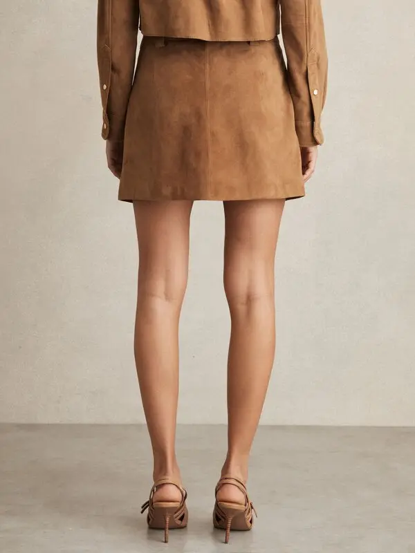 REISS Connie Suede Mini Skirt
