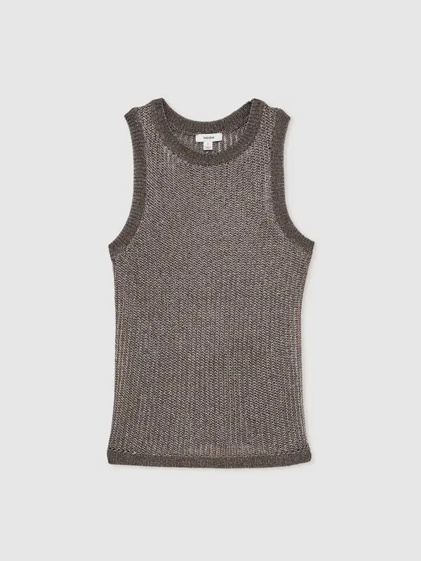 REISS Tia Metallic Knit Vest