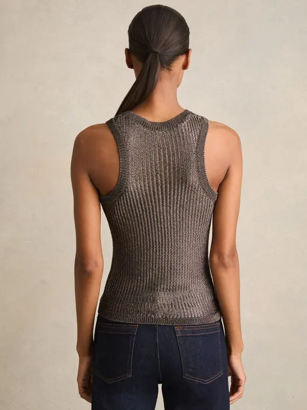 REISS Tia Metallic Knit Vest