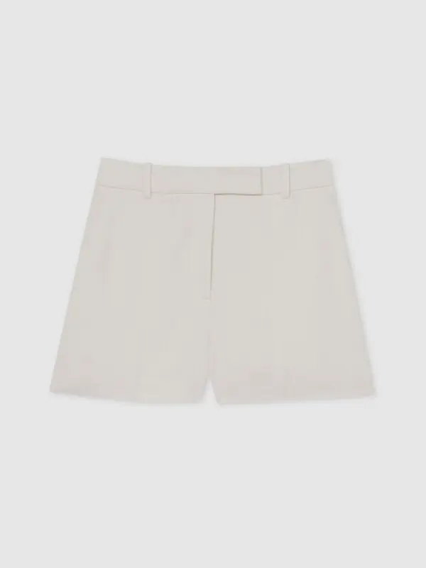 REISS Devon Linen-blend Tailored Shorts - White