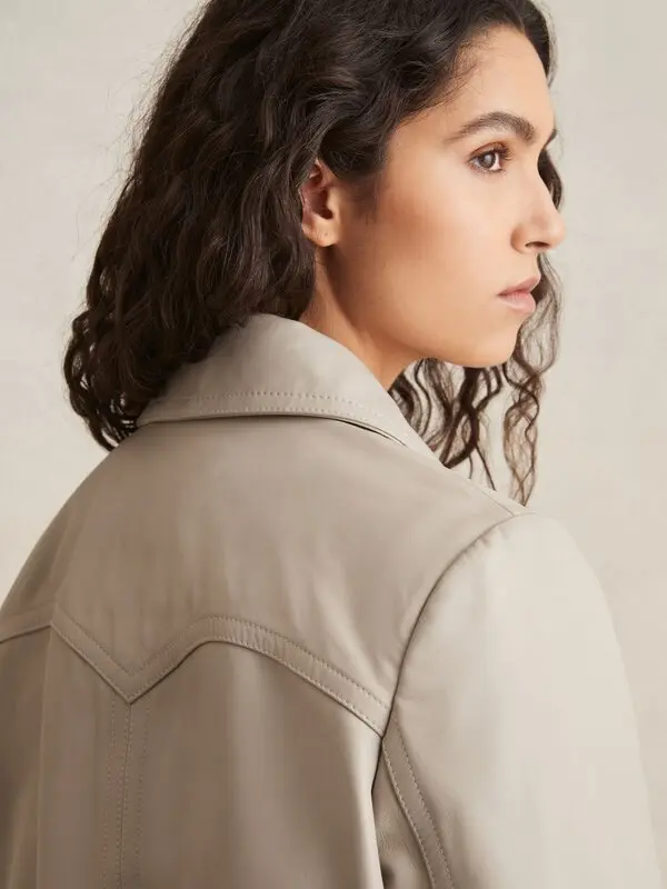 REISS Jasmine Leather Bomber Jacket