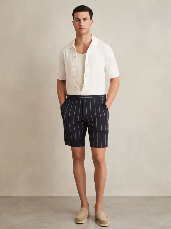 REISS Thames Textured Knit Button-through Shirt