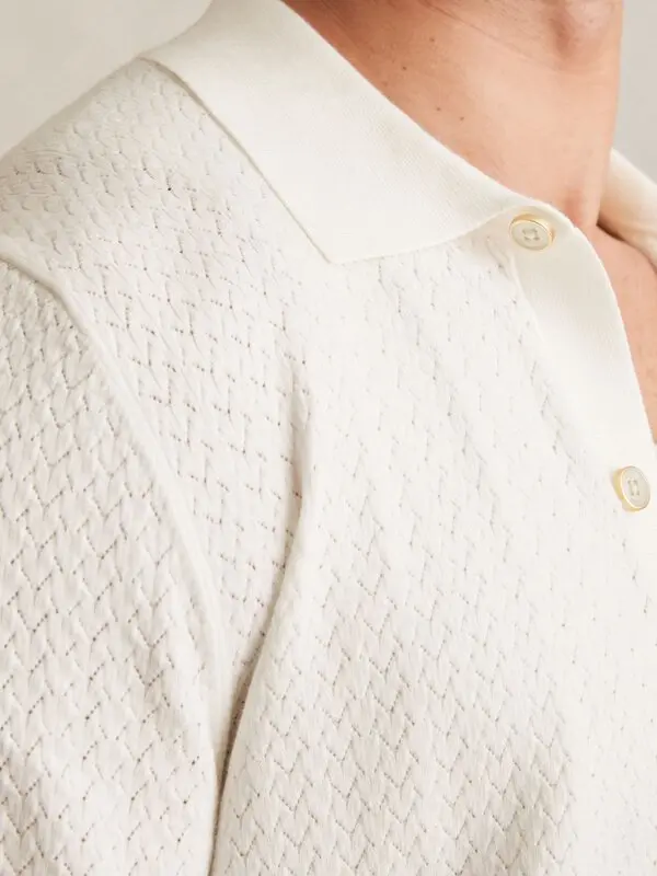 REISS Thames Textured Knit Button-through Shirt