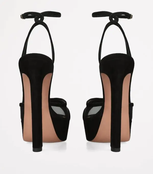 AQUAZZURA Suede Shear Plateau Platform Sandals 130 - Black