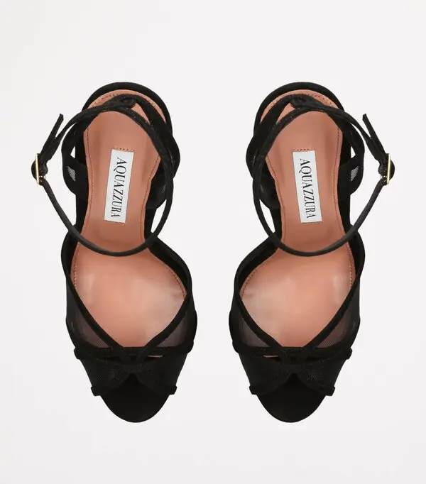 AQUAZZURA Suede Shear Plateau Platform Sandals 130 - Black