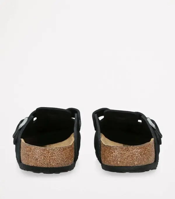 BIRKENSTOCK Suede Boston Clogs - Black