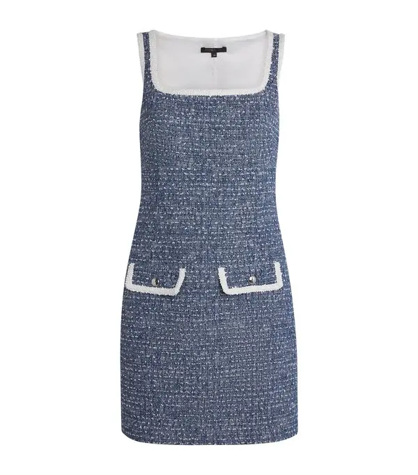 Maje Cotton-blend Tweed Mini Dress - Blue