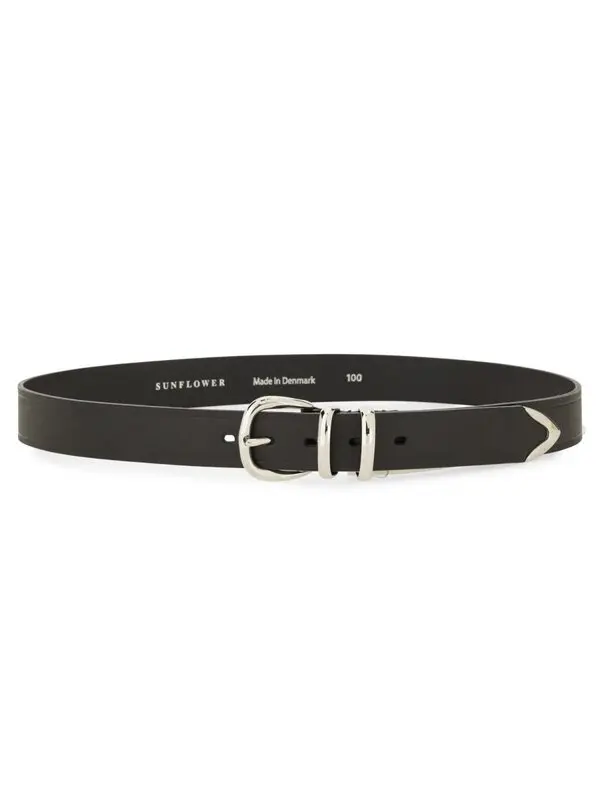 SUNFLOWER Leather Belt - Black