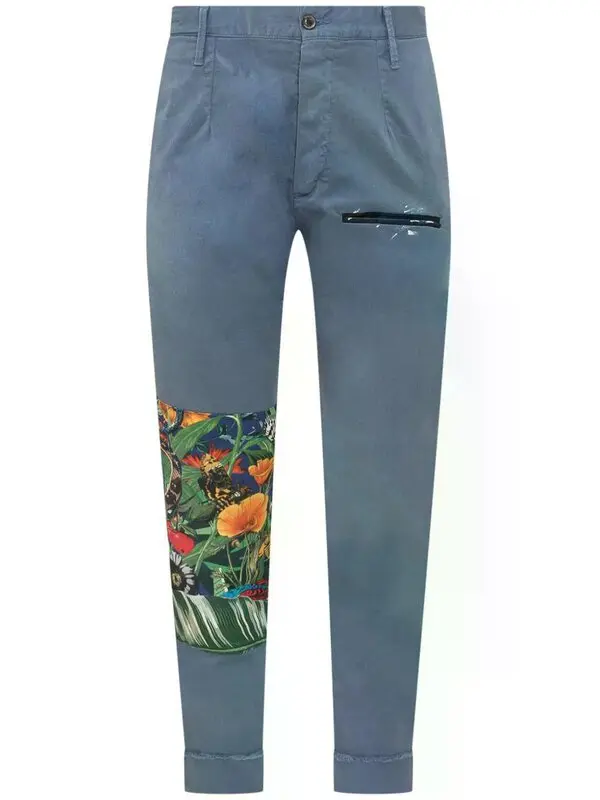 MAURIZIO MASSIMINO Floral Patch Jeans - Blue