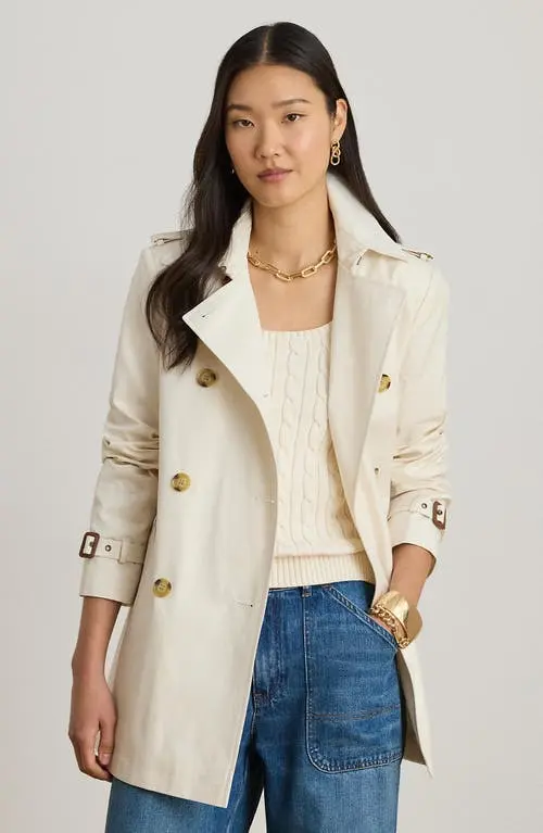 Ralph Lauren Short Double-breasted Trench Coat - Mascarpone Cream
