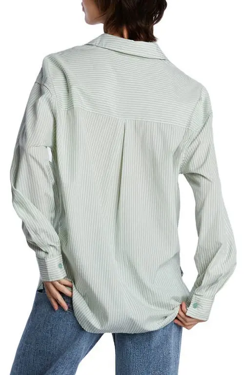 WASH LAB DENIM Oversized Striped Shirt - Sage Stripe