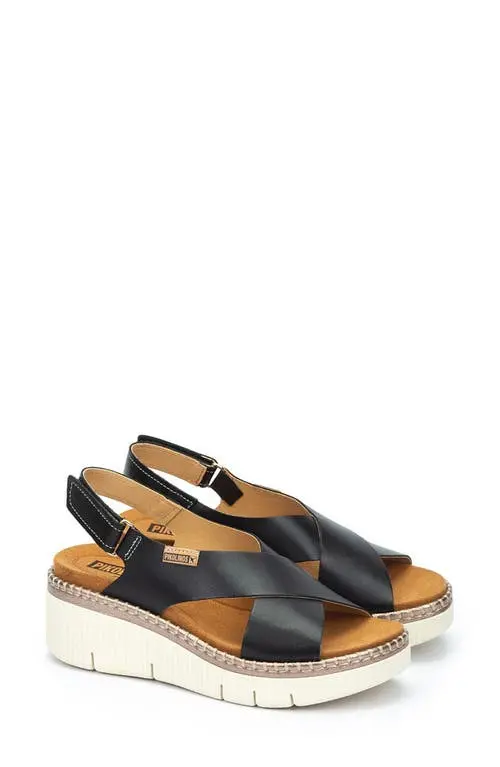 Pikolinos Gomera Wedge Sandals - Black